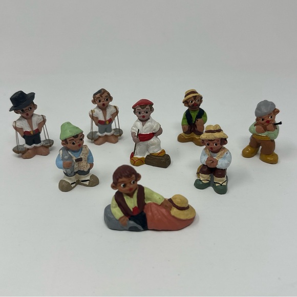 Other | 8 Vintage Terracotta Clay Mud People Figurine Hunter Fisher ...